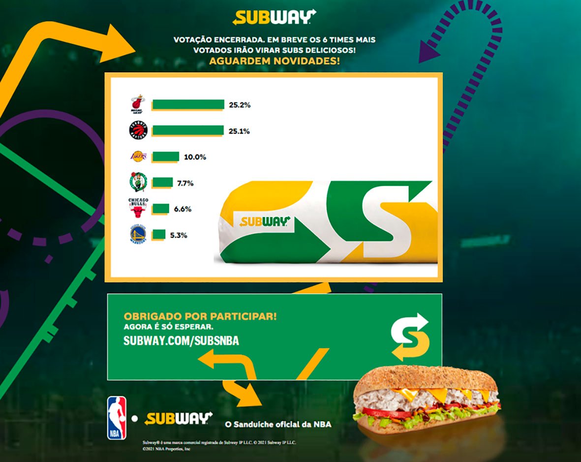 Subway® decide nome dos sanduíches da NBA