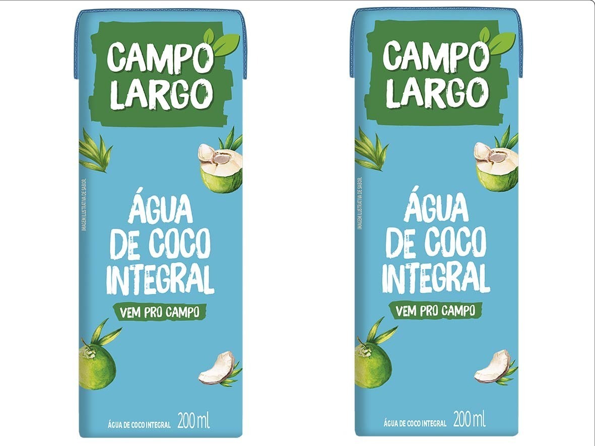 Campo Largo lança água de coco integral de 200ml