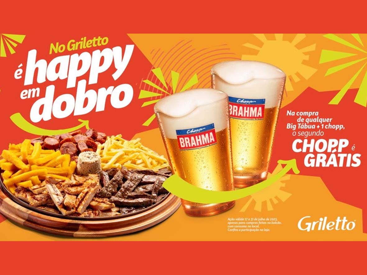 Griletto muda layout, cardápio e linguagem