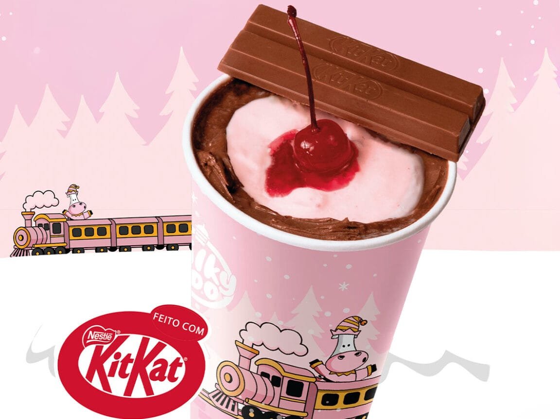 Milky Moo lança Cherrie em collab com Kit Kat no Natal Rosa